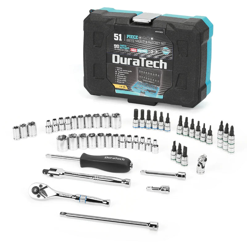 DURATECH 51-Piece Standard (SAE) and Metric Polished Chrome Mechanics ...